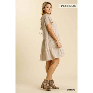 Umgee | Dresses | Umgee Plus Size Oatmeal Back Tie Short Sleeved Dress ...